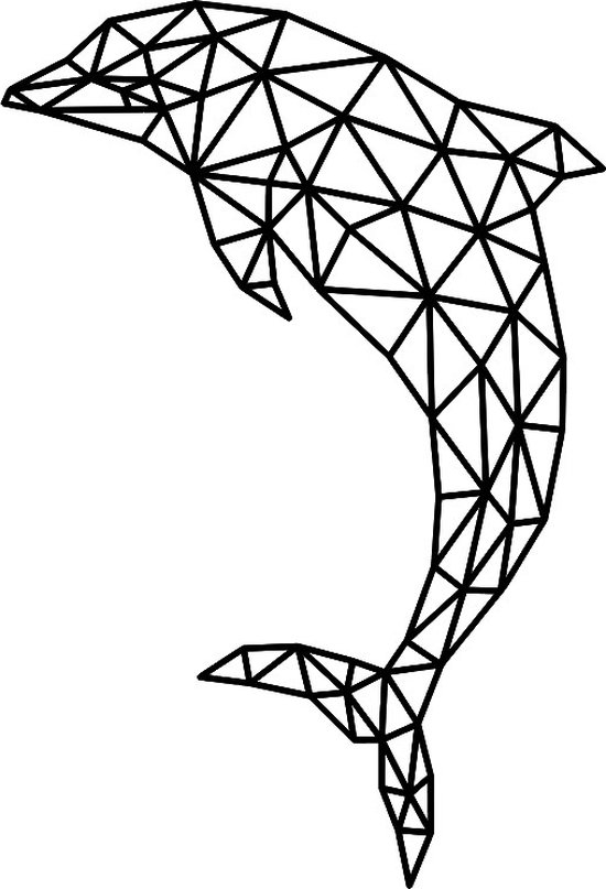 Geometrische Dolfijn - H 80cm B 55cm (XL) - Line art - Wall art ...