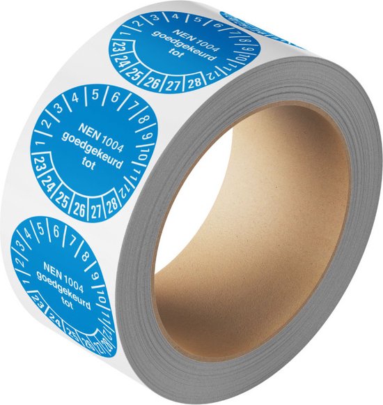 NEN 1004 keuringssticker 23-28, op rol 20 mm - 1150 per rol | bol