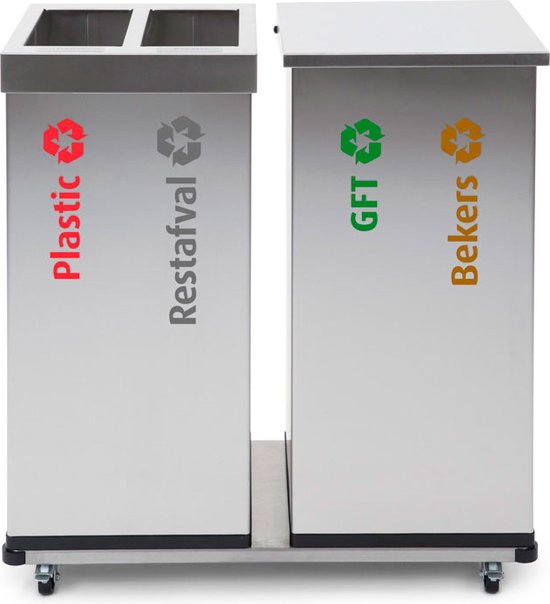 Stickers voor afvalscheiding 4 stromen - 500x120 mm - Plastic ...