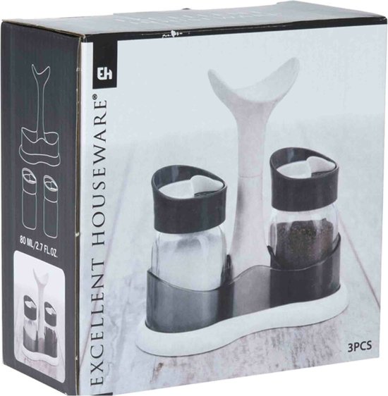 Excellent Houseware Peper en zout vaatjes - strooiers - 3-delig - 80 ml ...