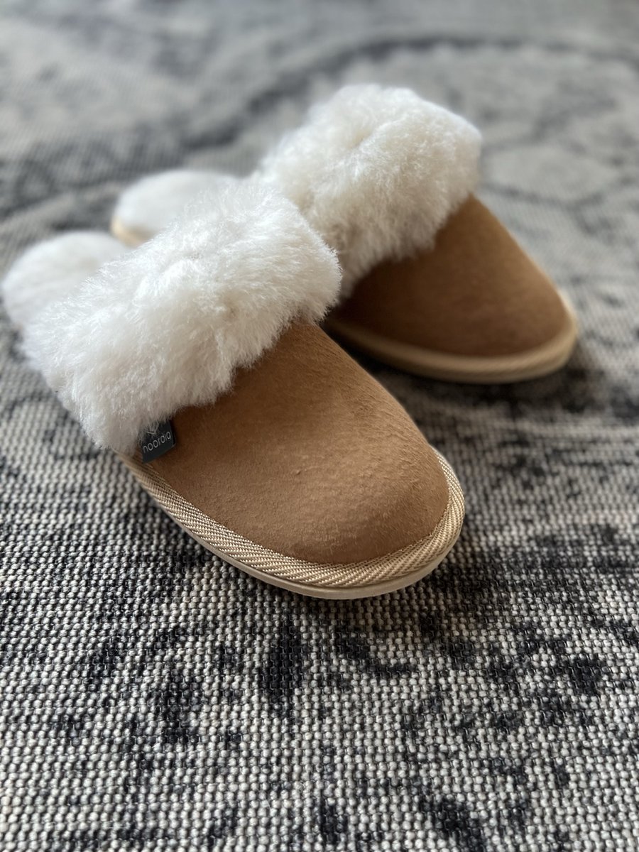 Noordiq Wollen Pantoffels - Instappers - Dames - Maat 39/40 - Bruin ...
