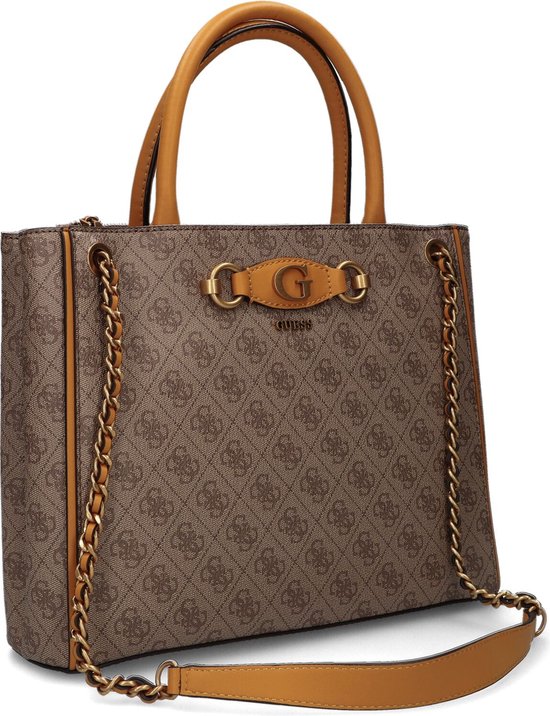 Guess Dames Handtassen Izzy High Society Carryall - Camel | bol.com