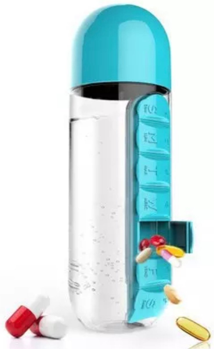 Drinkfles met pillendoos | Pillen | Uitneembare pil compartiment ...