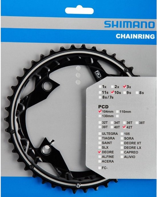 Shimano Kettingblad Deore Fc-m610 42t-ae 10s 104 Mm Zwart | bol