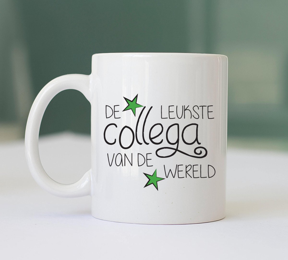 Mok De leukste collega van de wereld - Groene Ster - Afscheid Collega Cadeau -... | bol.com