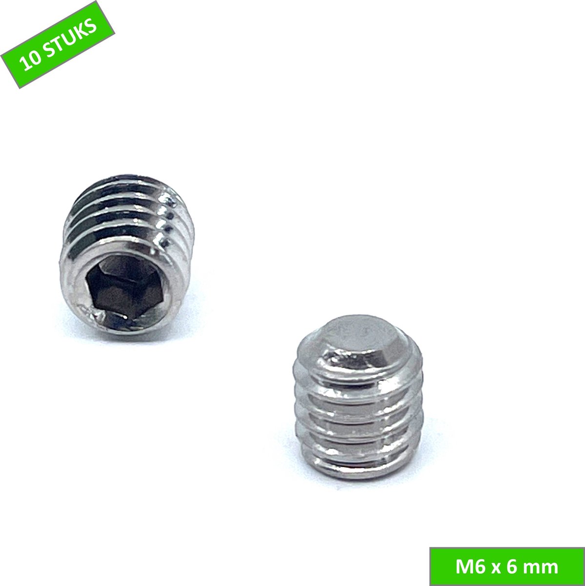 TQ4U borgbout - Stelschroef - M6 x 6 mm - Inbus - Vlakke kop - Verzinkt - 10 STUKS | bol