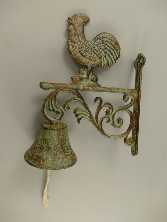 gietijzeren bel met groen patina haantje | bol.com