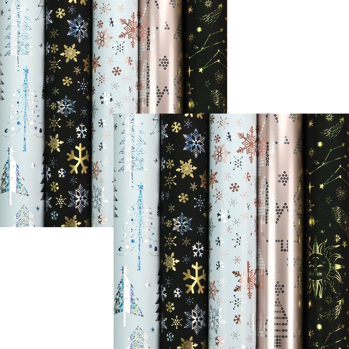 NORDIC LIGHTS Metallic kerstpapier assortiment cadeaupapier inpakpapier ...