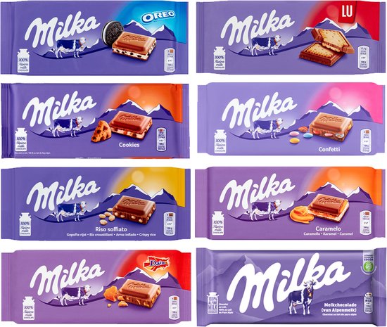 Milka chocolade tabletten assortiment - 16 tabletten - 1574g | bol.com