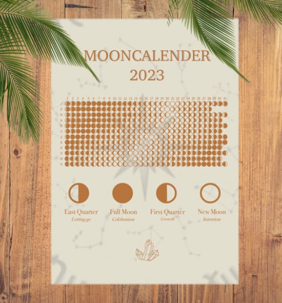 Bixorp Stars Lunar Calendar 2023 Poster Beige A4 Size - Papier recyclé ...