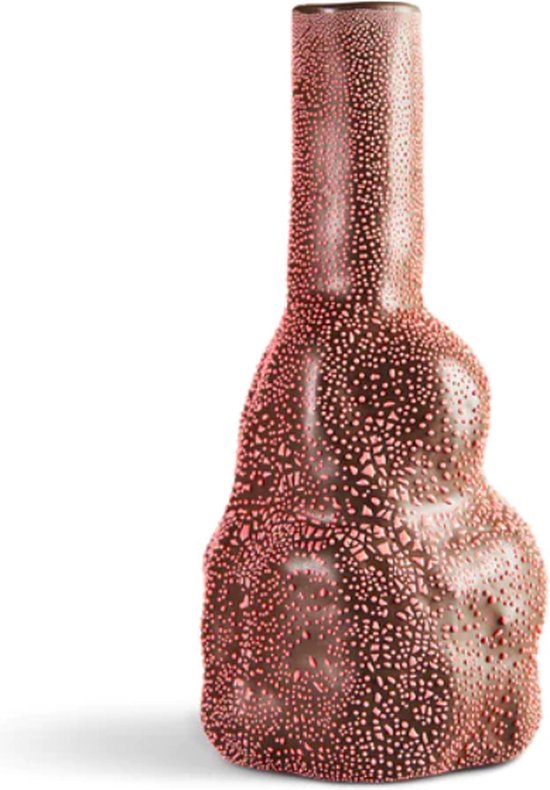 &Klevering - Vaas Fused Dots - Vaasje met stippen - bruin met roze - 21 ...