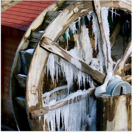 WallClassics - Poster Glanzend – Groot Actief Waterwiel - 80x80 cm Foto ...