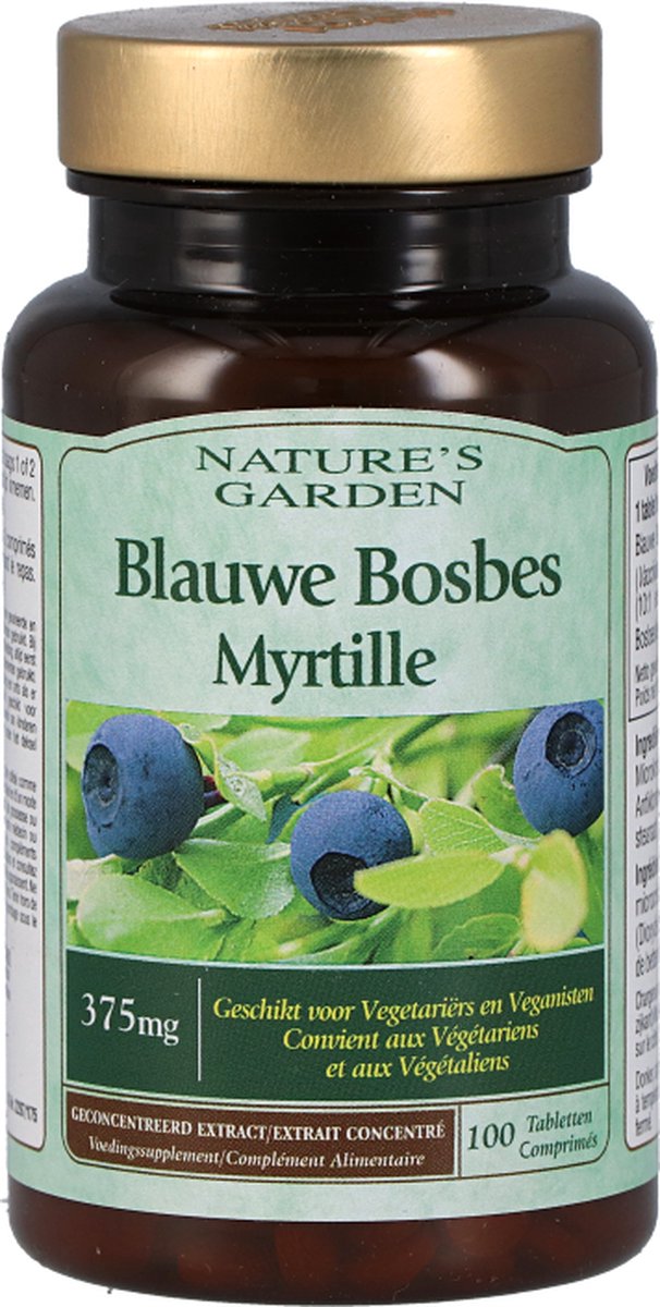 Blauwe Bosbes, 375mg - Nature's Garden - 100 Tabletten - Supplementen ...