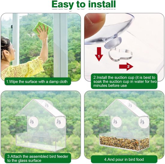 Hangend Vogelhuisje – Hangend aan het Raam, met Zuignap – Doorzichtig ...