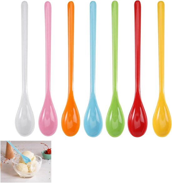 Plastic Spoons - Set of 7 Colorful Dessert, Coffee, and Jam Spoons | bol