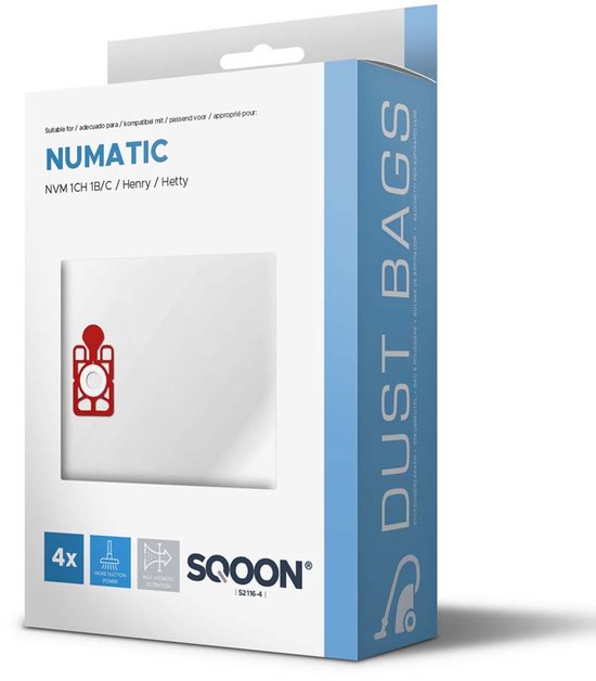 SQOON® Stofzuigerzakken geschikt voor Numatic NVM 1CH Henry / Hetty ...