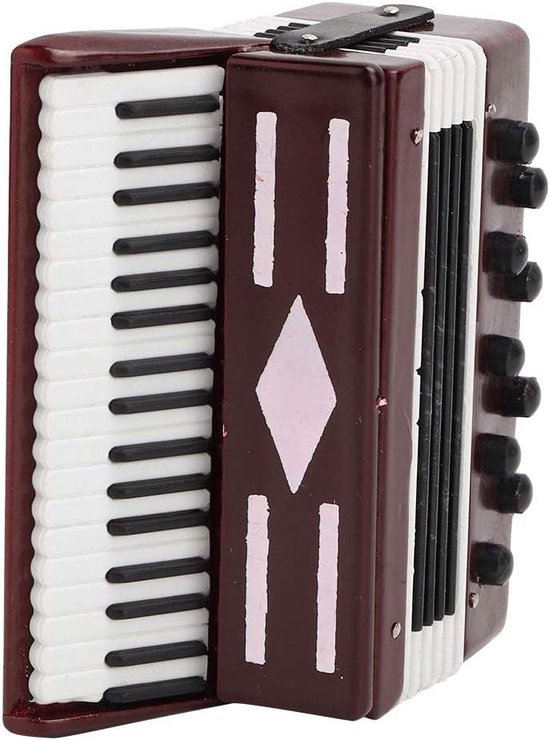 Miniatuur houten accordeon model 6 cm - Rood instrument in delicate ...