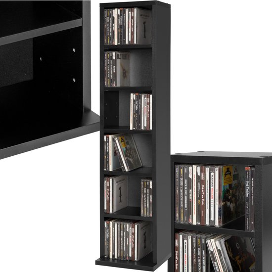 Tectake CD rek - Houten DVD rek voor 102 cd's - Zwart - 90x21x20 cm | bol