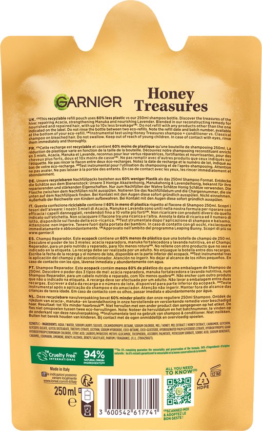 Garnier Loving Blends Honing Goud Shampoo Refill - Voor beschadigd en ...