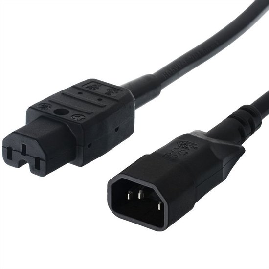 C15 - C14 stroomkabel voor UPS/PDU | 3x 1,50mm (PVC) | zwart | 1 meter ...