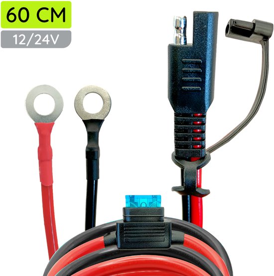 SAE Stroomkabel 12AWG - 12-24V - 15A - SAE Connector naar Kabelschoen ...
