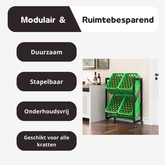 LifeStages - Krattenrek - Krattenrek voor 4 Kratten met Industriële ...