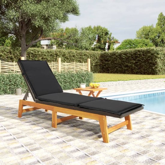 vidaXL Ligbed met Tafel - Poly Rattan & Acaciahout Ligbed - Lounge ...