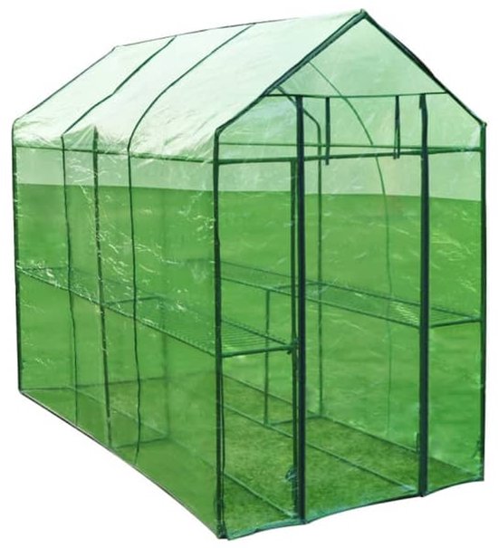 vidaXL Tuinkas XL - Staal - 120x240x190 cm - Groen Tuinhuisje - Tuin ...