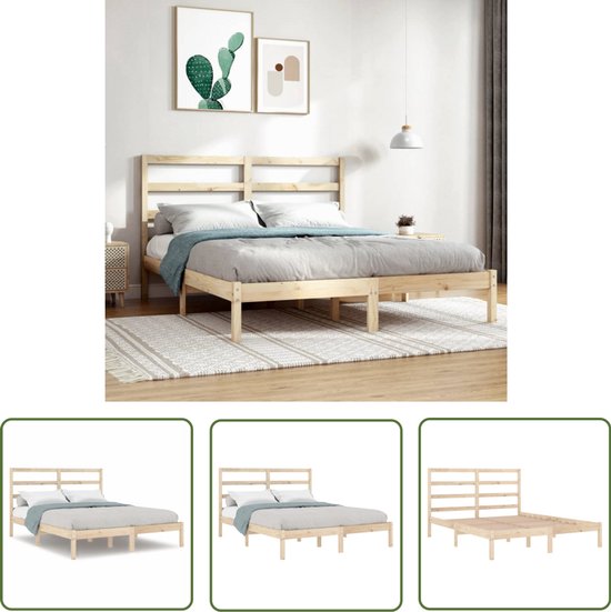 vidaXL Massief Grenen Bedframe 140x190 cm Bed Frame - Grenenhout Bed ...