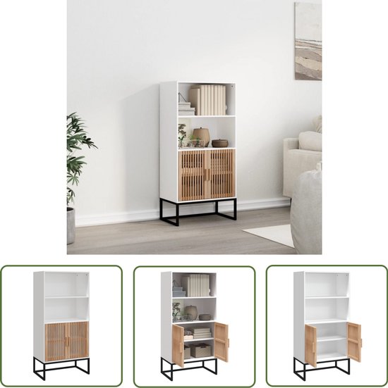 vidaXL Hoge kast - 60x35x125 cm - Wit - Bewerkt hout Hoge Kast - Witte ...