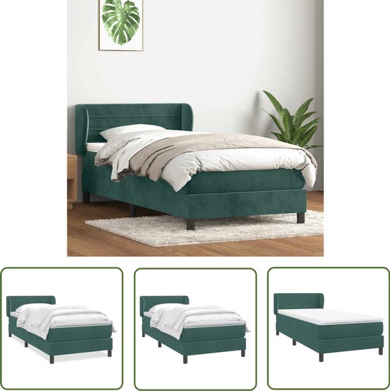 Boxspring Fluweel Donkergroen 100x220 cm Boxspring - Velvet Bed ...