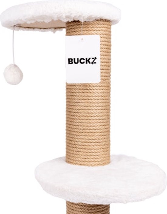 Buckz Krabpaal Model 2 - Wit - Krabpaal voor katten - Met speelballetje ...