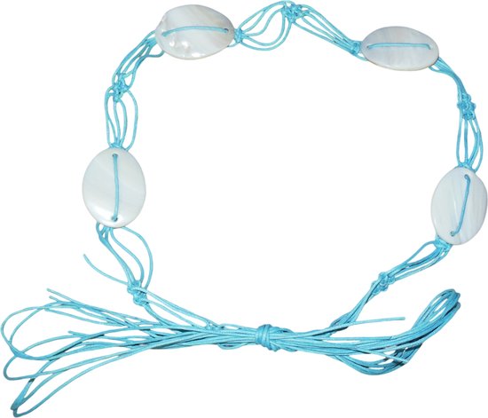 Riem heup/taille lichtblauw met schelpen | bol