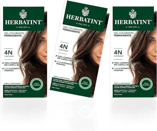 3x Herbatint 4N Kastanje – 100% biologische, permanente vegan ...