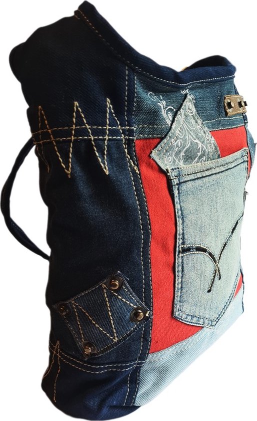 Sunsa-Tas-Hobo-Denim-Canvas-Leer-gerecyclede... | bol