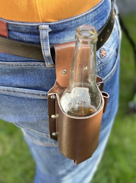 Bier Riem - Bier Holster - PU Leer Bruin - Heup Fles Houder ...