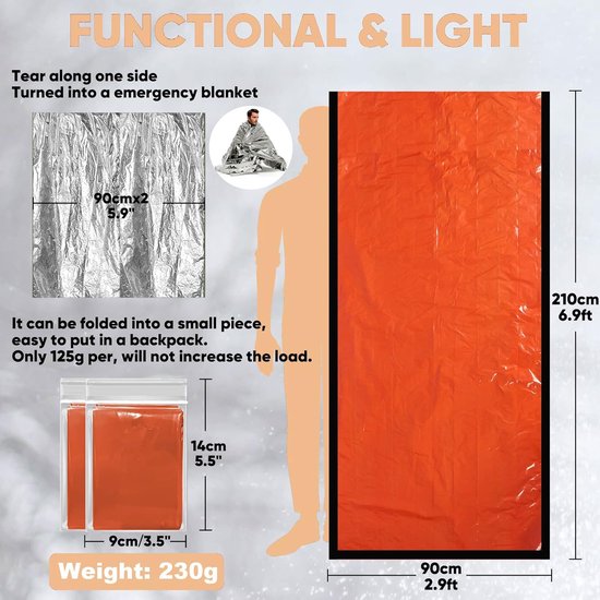 Noodslaapzak - Set van 2 Overlevingsslaapzakken geschikt voor Outdoor - Kamperen &... | bol