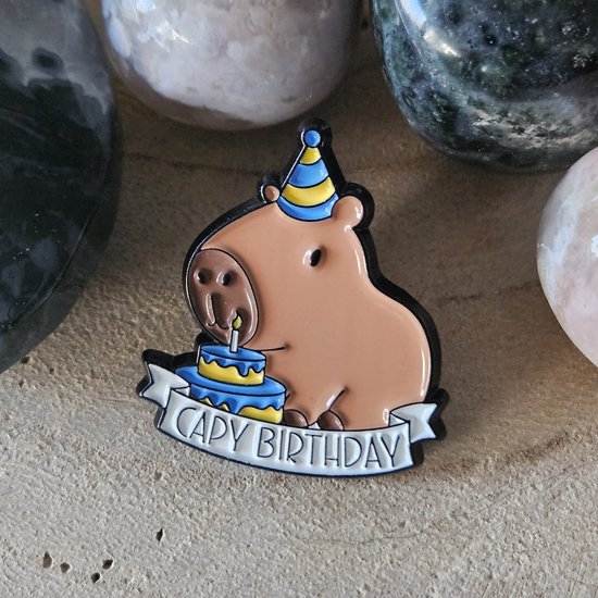 Capy birthday, feest capibara, Enamel pin, sierspeldje, cadeau ...