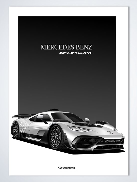Mercedes AMG One Zilver Poster - Autoposter A2 (594 x 420 mm) x 50 cm ...