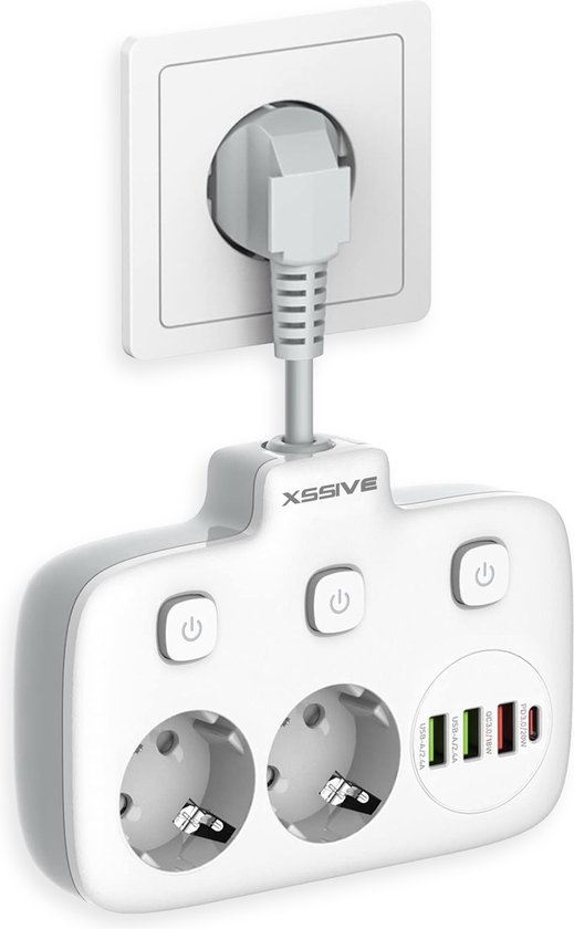 Stekkerdoos met USB - Verdeelstekker - 20W Snellader USB C ...