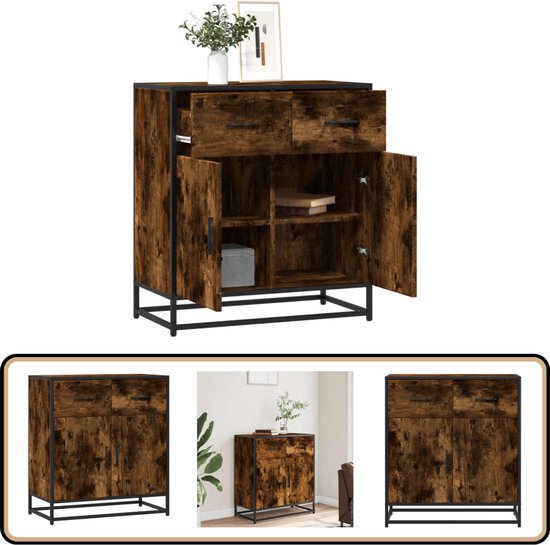 vidaXL Dressoir - 68x35x76 cm - Gerookt Eikenhout Dressoir - Modern ...