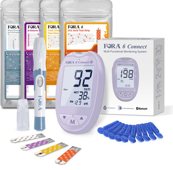 FORA 6 Connect 6-in-1 Starter Pack (mg/dl) - Special Edition (Paars) | bol