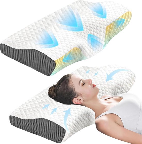 Zijslaapkussen orthopedisch traagschuim kussen met neksteun voor rug- en buikslapers -... | bol