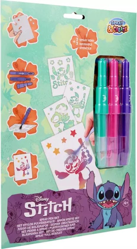 Stitch Spray Pen Set - Disney - Handige A4 Enveloppe - Inclusief 3 ...