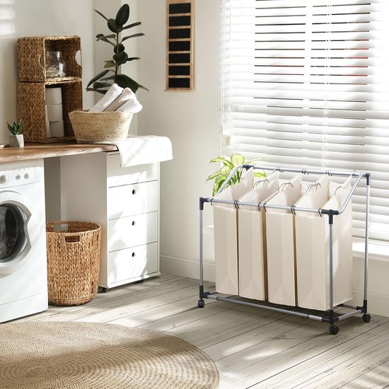 Equivera Wasman 4 Vakken - Wasmand - Wassorteerder - Wasbox | bol