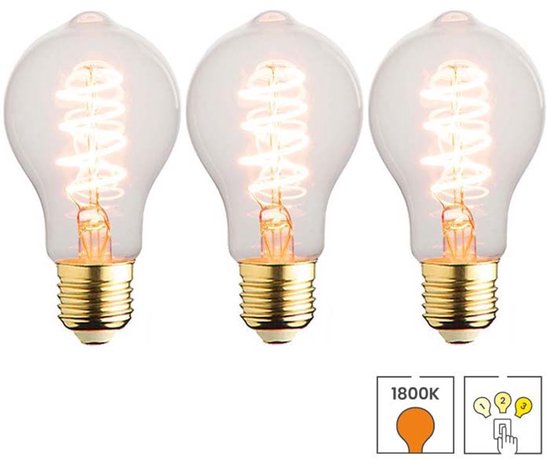 E27 LED lamp - 3-pack - 3 staps dimbaar - 5.5 watt - 1800K extra warm | bol