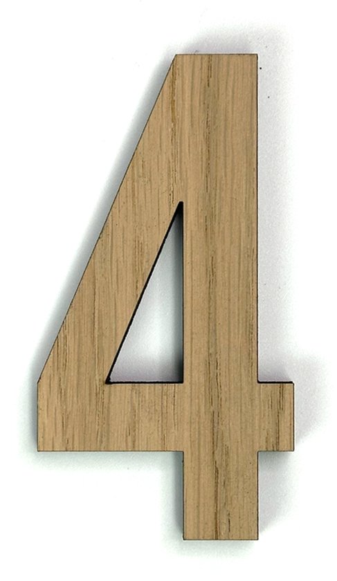 Houten cijfer 4 - 20 cm hoog | bol