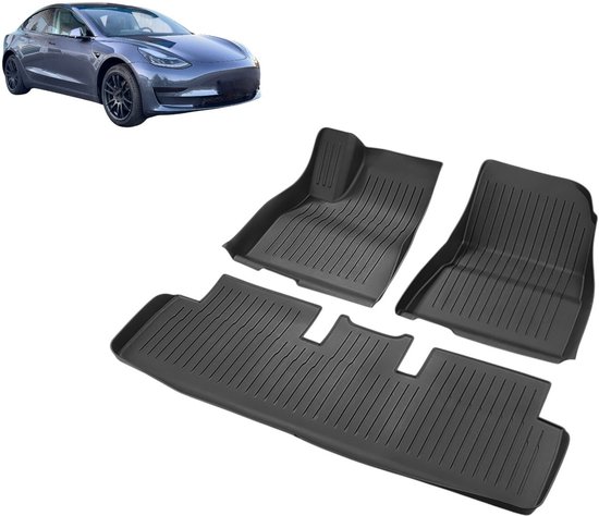 3D vloermatten Zwart PREMIUM LINE geschikt voor Tesla Model 3 2017-2023 ...