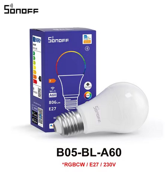 SONOFF B05-BL-A60 slimme ledlamp - E27 - 9 watt - RGB+CCT - wifi | bol