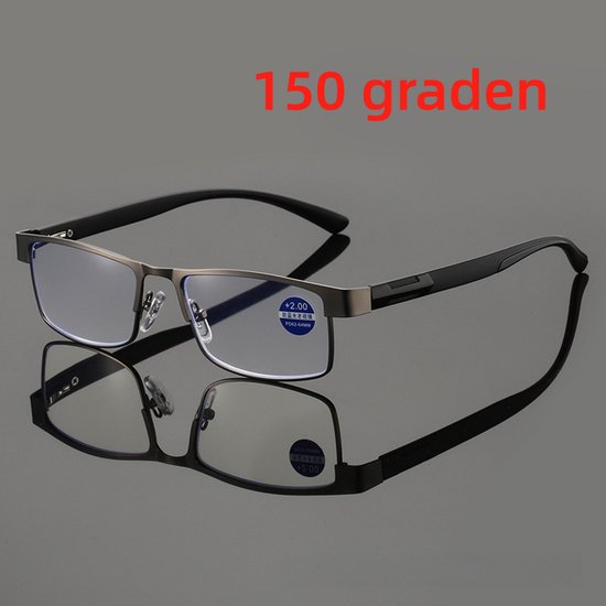 Leesbril - Pistoolkleur Metalen vierkante montuur comfortabele anti ...